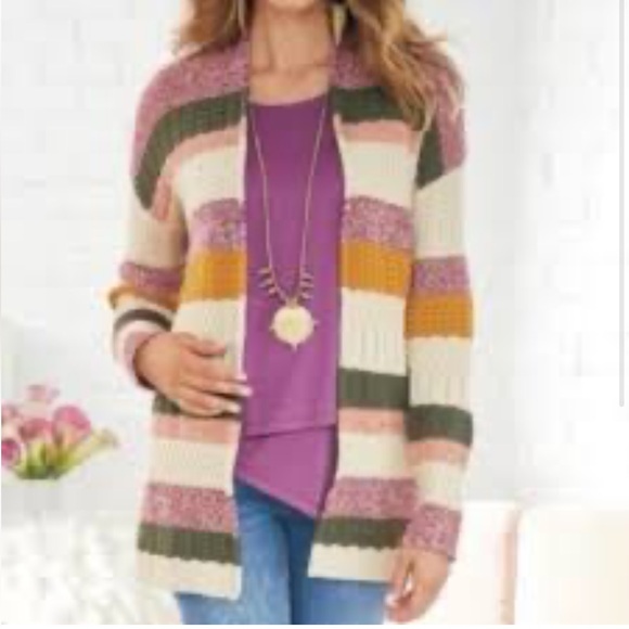 Soft Surroundings | Sweaters | Soft Surroundings Striped Cardigan ...